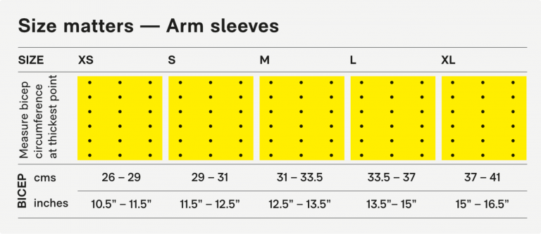 Size Guide - SKINS Compression Australia