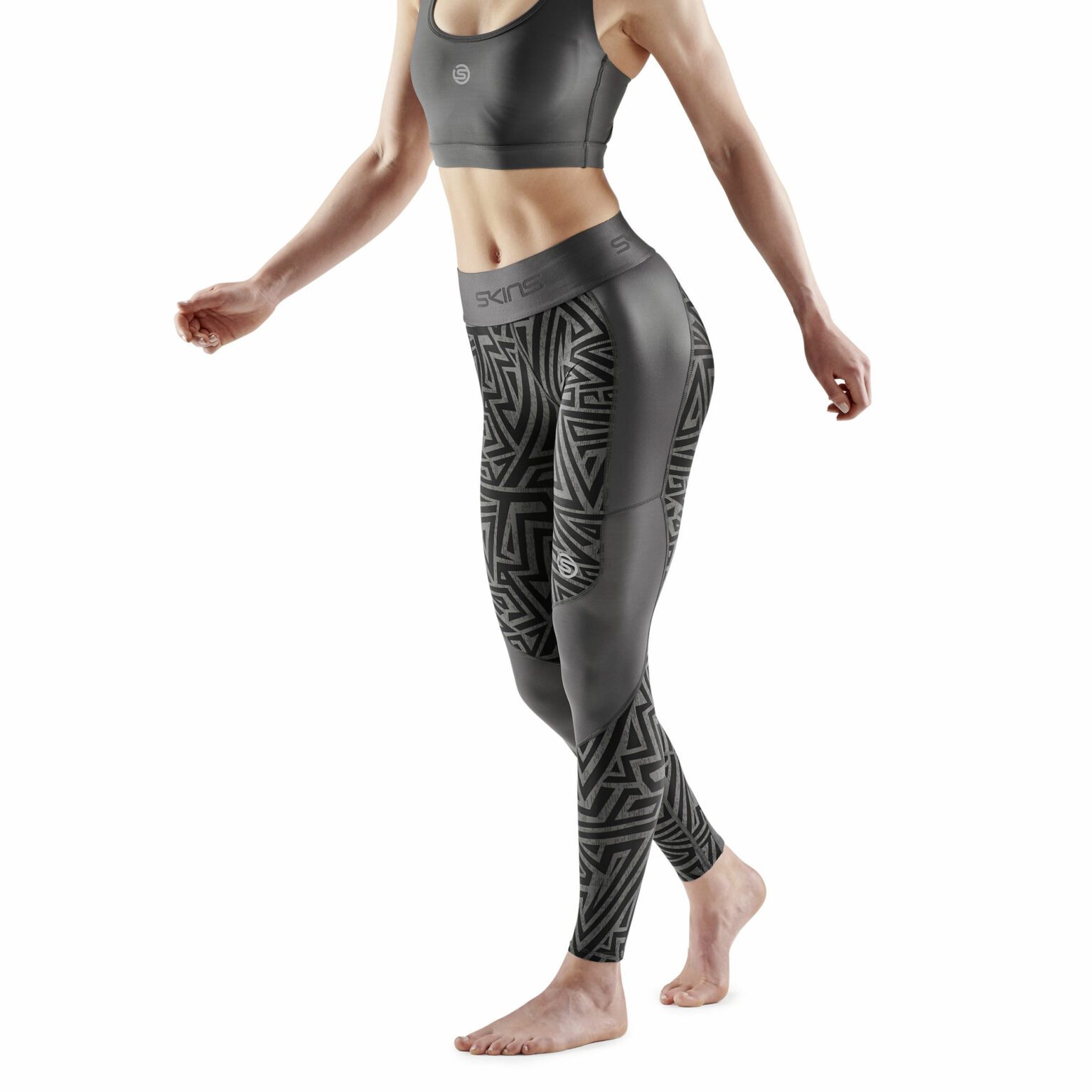 SKINS SERIES-3 WOMEN'S LONG TIGHTS PKT CHARCOAL ANGLE - SKINS ...