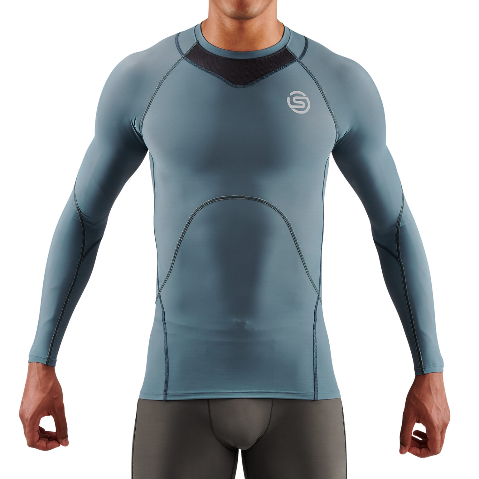 SKINS SERIES-3 MEN'S LONG SLEEVE TOP BLUE GREY - SKINS Compression EU