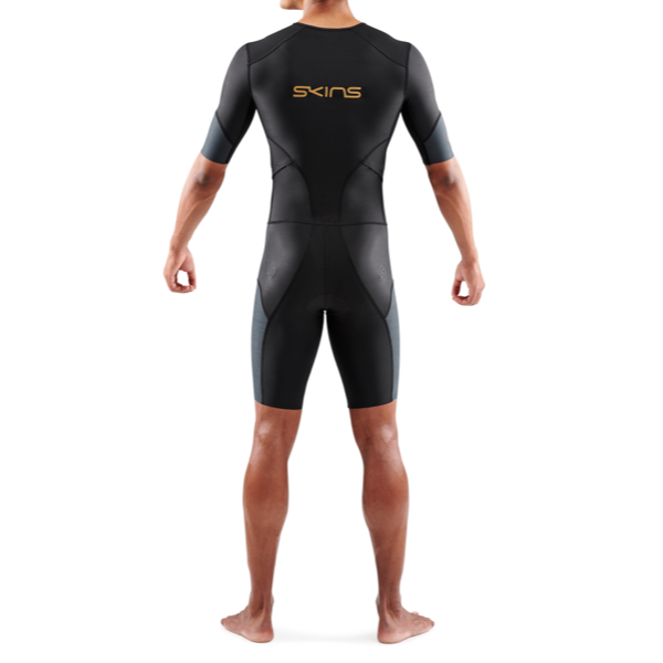 SKINS TRI ELITE SHORT SLEEVE TRI SUIT BLACK/CARBON - SKINS Compression UK